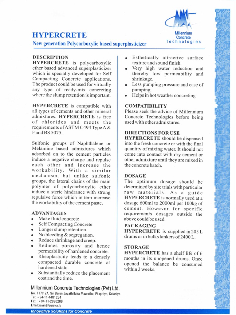 Hyper Crete | PDF | Concrete | Chemical Substances