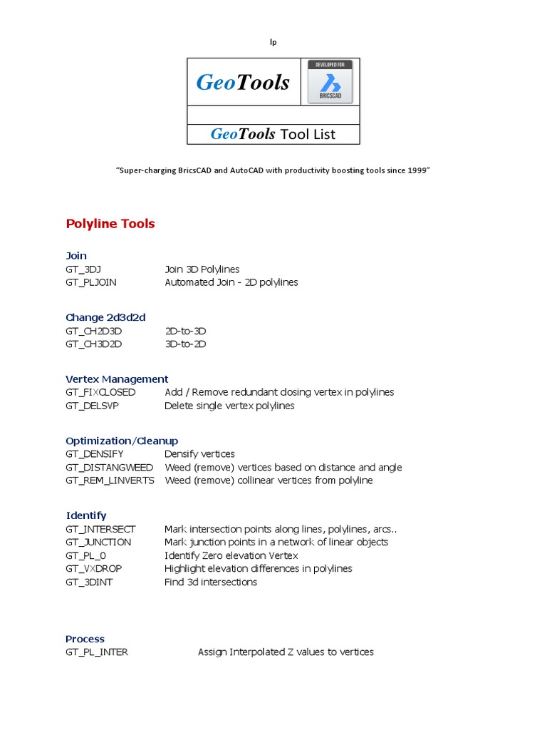 GeoTools Commands List en | PDF | Contour Line | Table (Database)