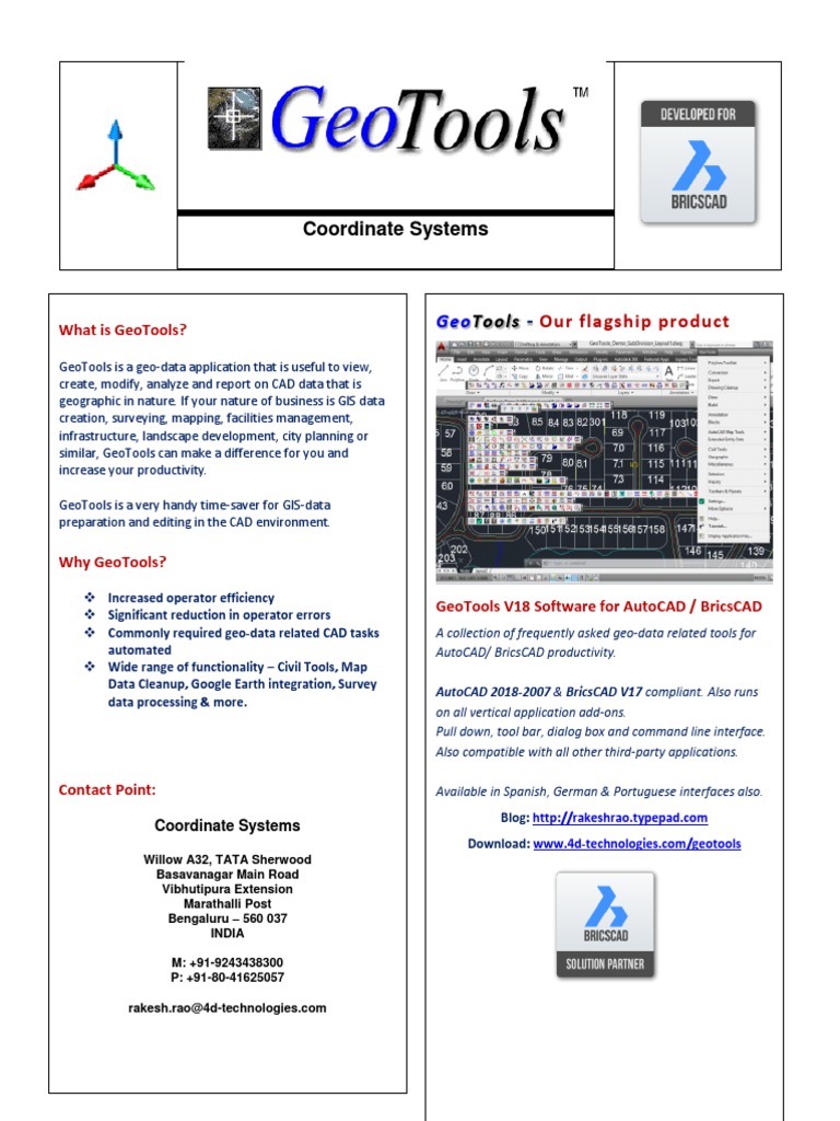 Brochure GeoTools en CS | PDF | Geographic Information System | Auto Cad