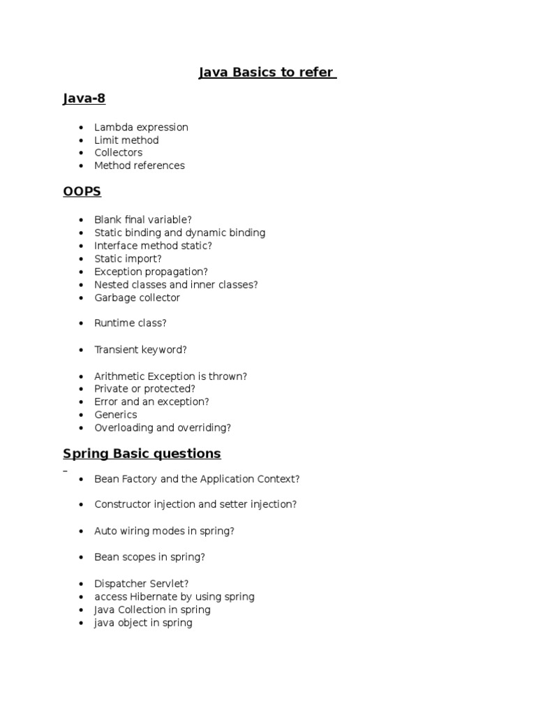 Java Basics To Refer Java-8 | PDF