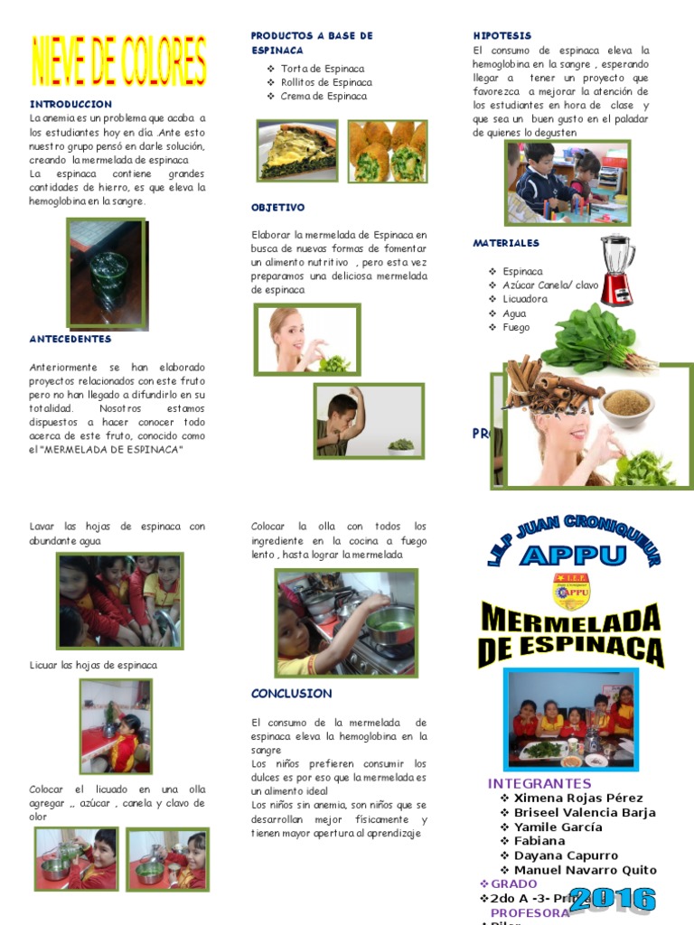 Triptico Mermelada de Espinaca | PDF | Espinacas | Dieta y nutrición