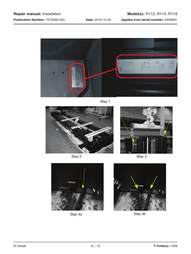 Repair Manual: Installation Model(s) : R112, R114, R116 | PDF | Screw | Mechanical Engineering