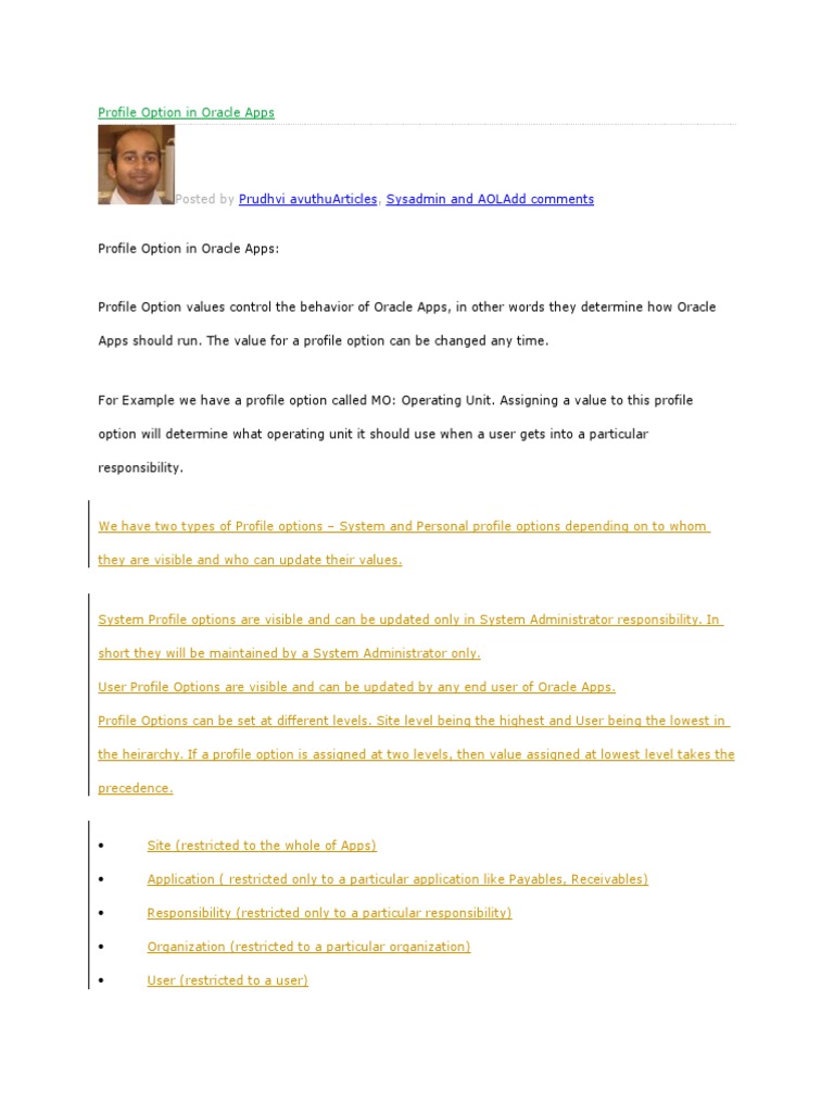 Profile Option In Oracle Apps Pdf Oracle Database Plsql