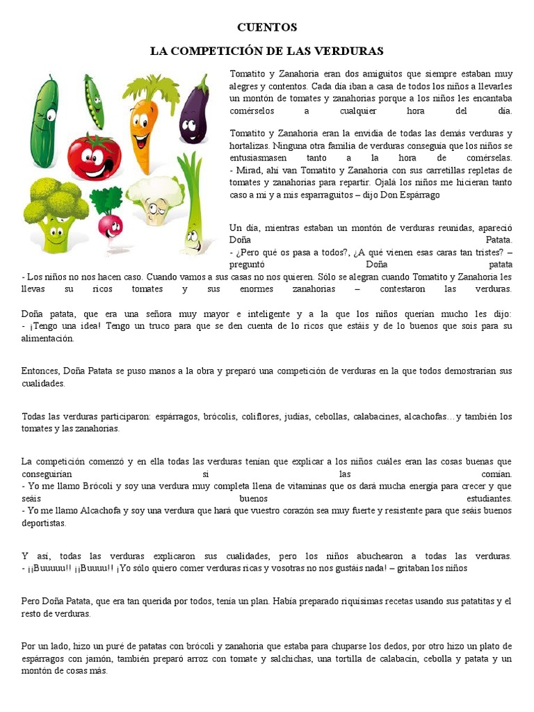 La competición de las verduras | PDF | Gatos | Alimentos