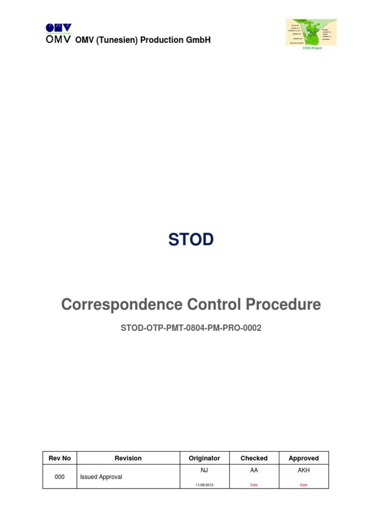 STOD OTP PMT 0804 PM PRO 0002 000 STOD Correspondence Control Procedure ...