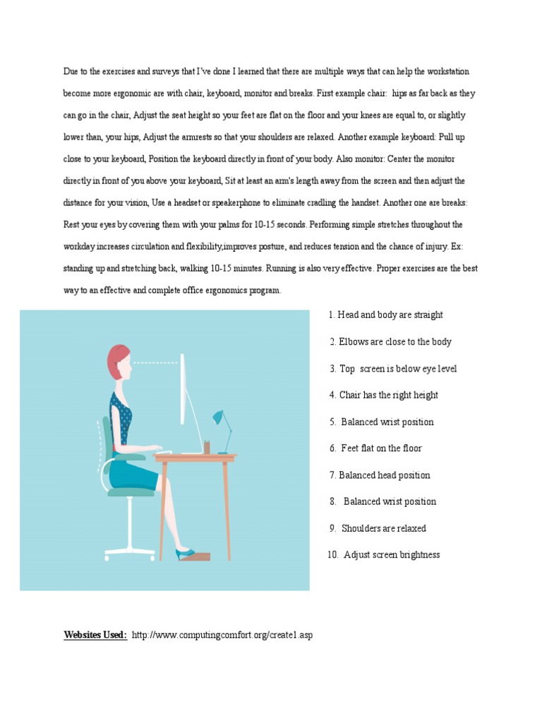 Ergonomic Workstation Setup Guide | PDF | Self-Improvement | Wellness
