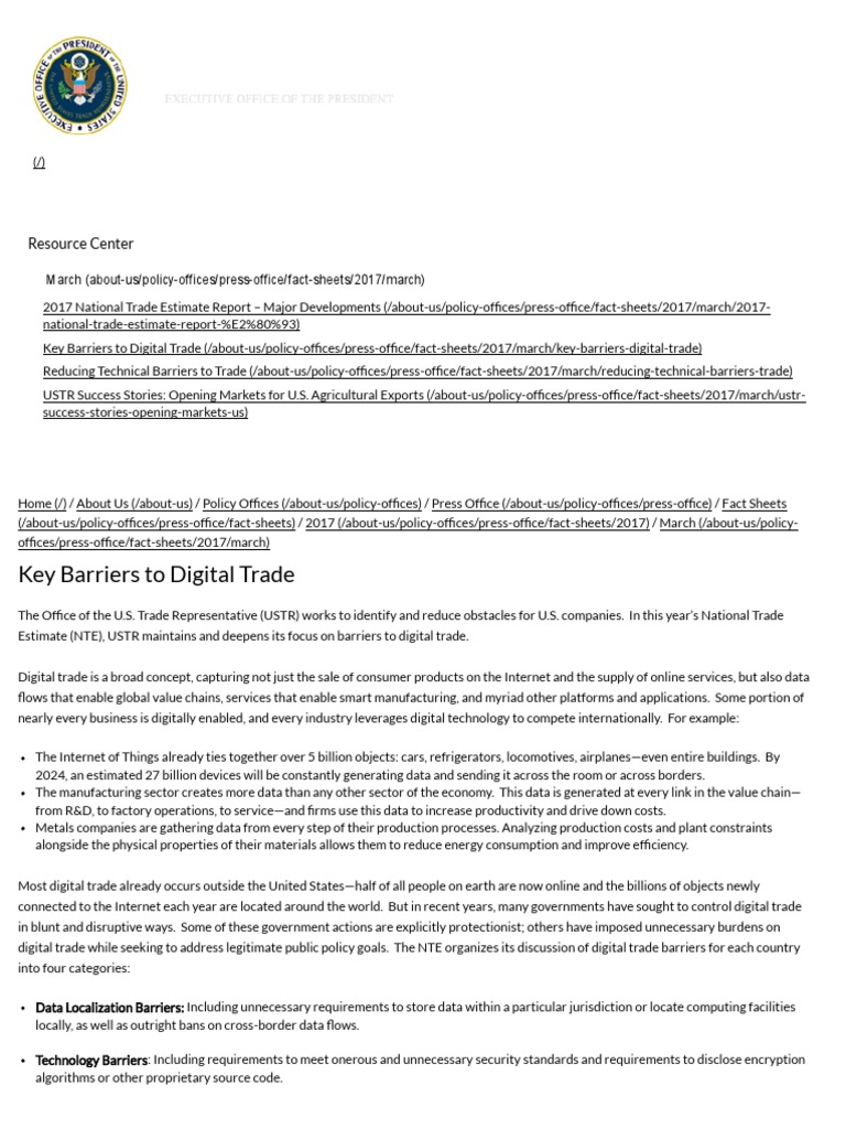 Key Barriers To Digital Trade - United States Trade Representative ...