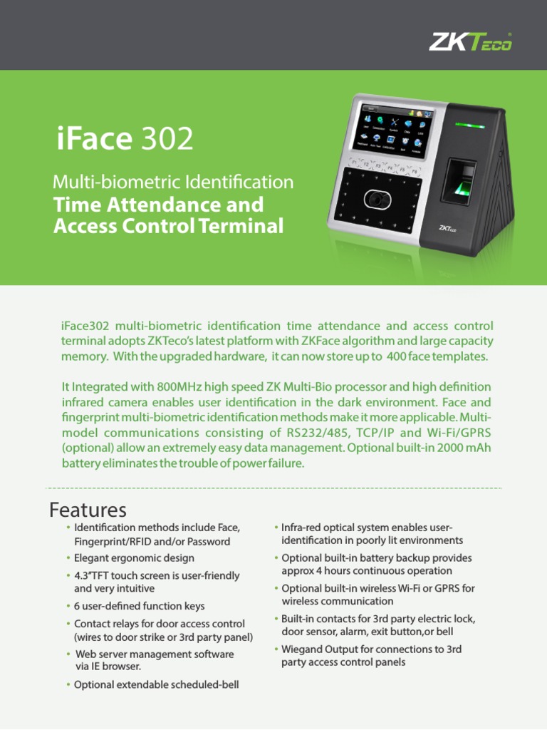 I Face 302 | PDF | Access Control | Wi Fi