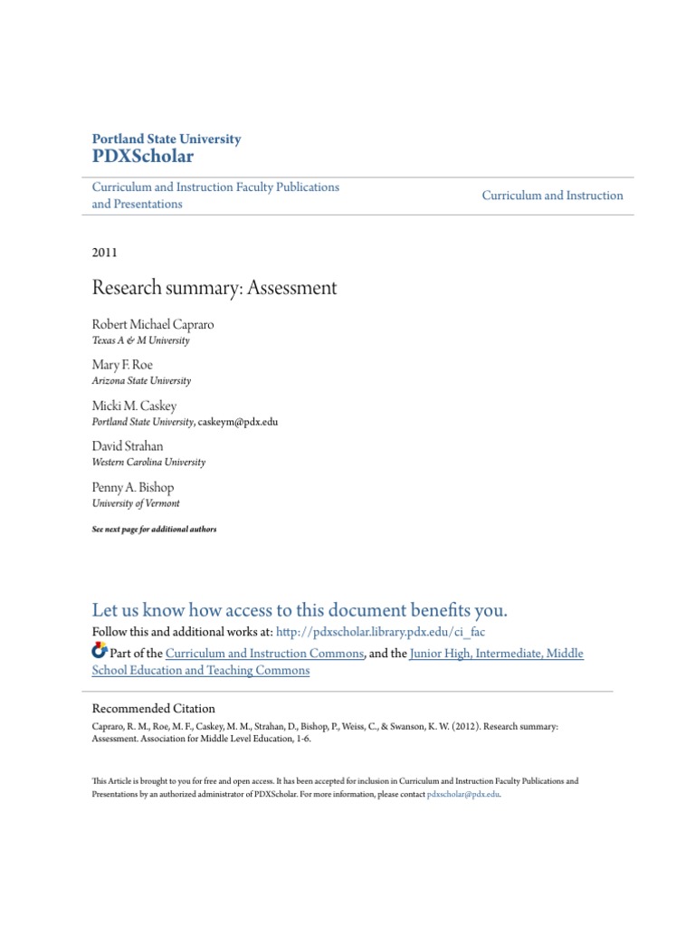 Research Summary - Assessment | PDF | Educational Assessment | Test ...