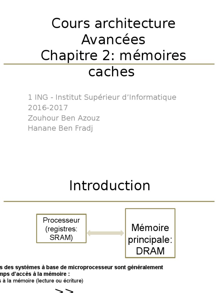 Chapitre3 Les Mémoires Caches 2017 | PDF | Cache (Informatique ...