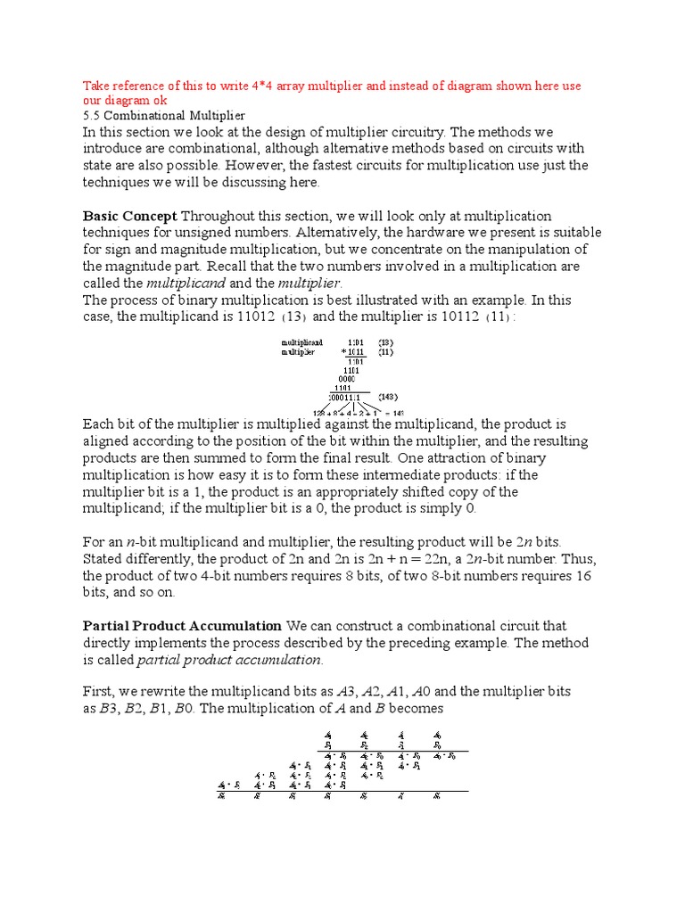 4bit Array Multiplier | PDF | Multiplication | Computer Architecture