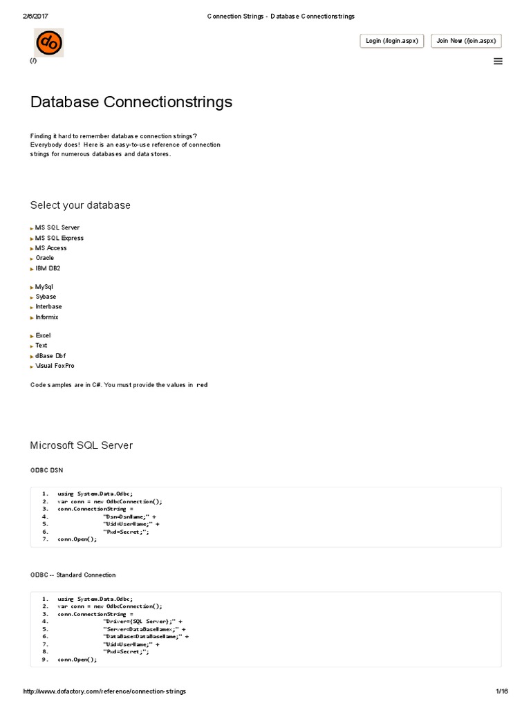 Connection Strings Database Connectionstrings Microsoft Access Sql 