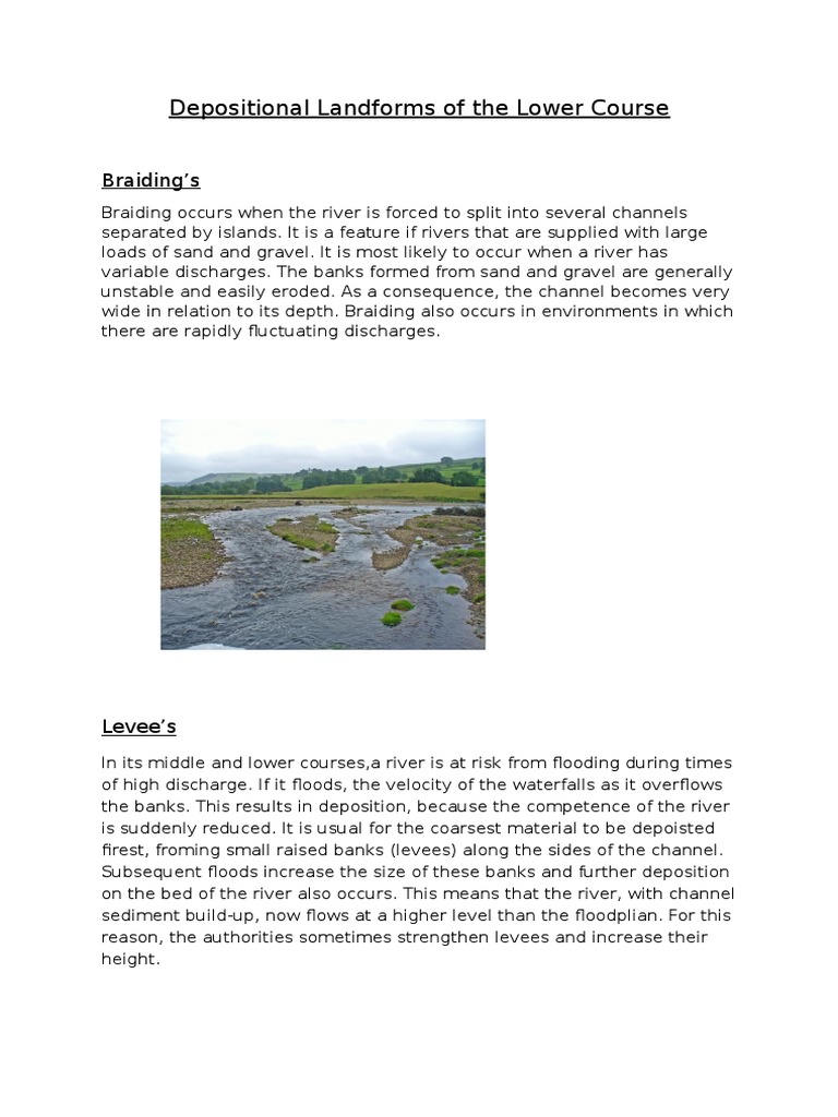 Depositional Landforms of The Lower Course | PDF | River Delta | River
