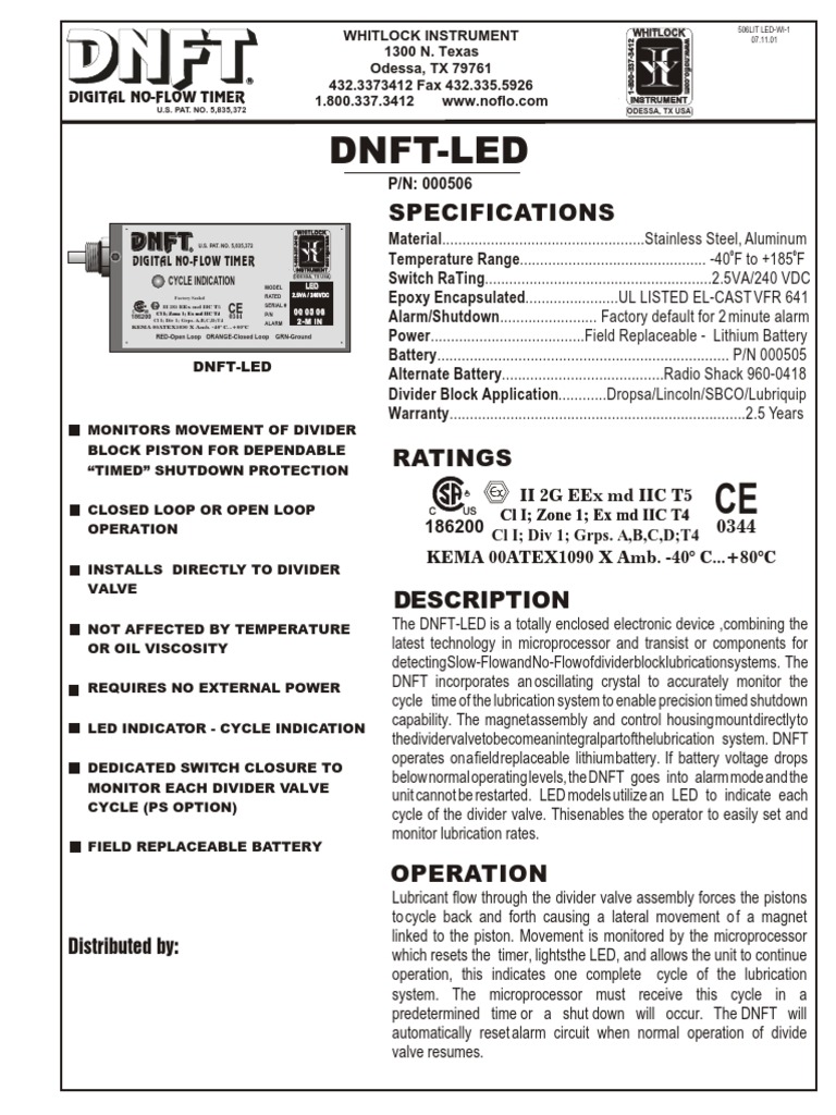 506LIT LED-WI-1 Digital No-Flow Timer Specifications | PDF | Valve ...