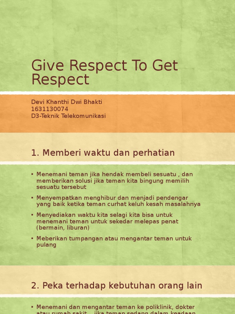 Give Respect To Get Respect | PDF