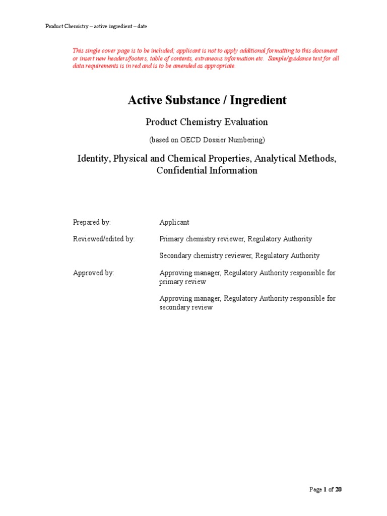 Final TG Active Ingredient Product Chemistry May 2016 | PDF | High ...