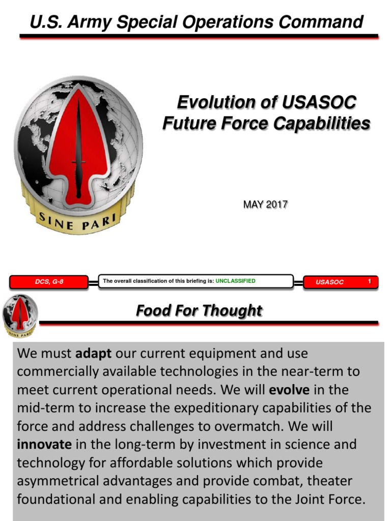 USASOC G-8 Organizational Briefing | PDF | Telescopic Sight | Projectiles