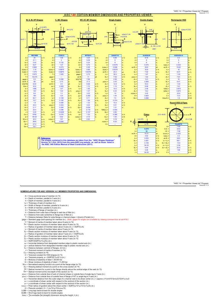 Aisc Edition Member Dimensions and Properties Viewer | PDF | Cartesian ...