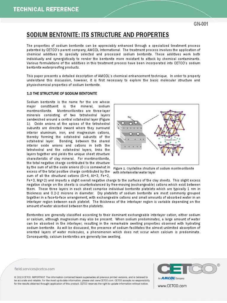 Sodium Bentonite Structure and Properties | PDF | Properties Of Water | Ion