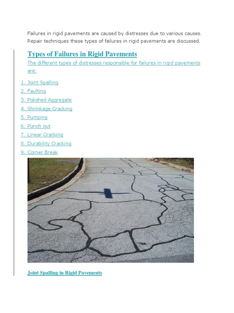 Failures in Rigid Pavements | Road Surface | Concrete