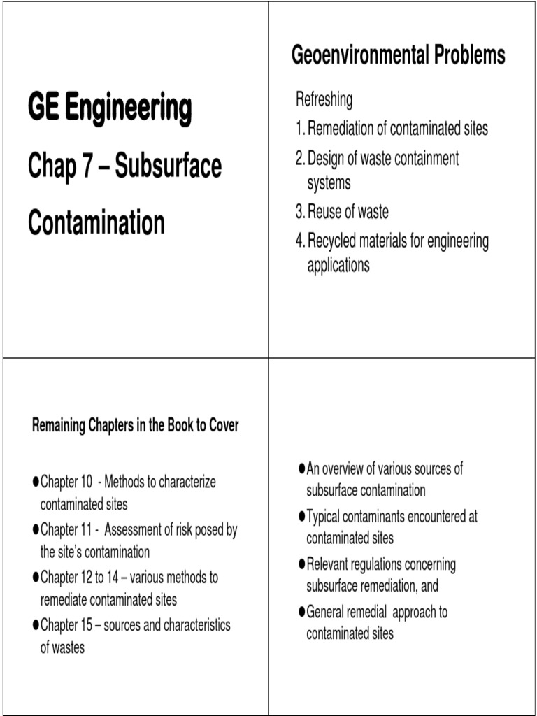 GeoEnviron Topic 07 Sub Surface Contamination | PDF | Superfund ...