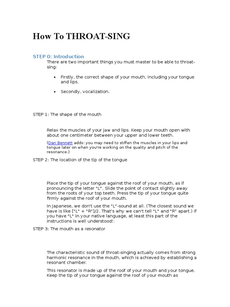 How To Throat-Sing: STEP 0: Introduction | Download Free PDF | Mouth ...