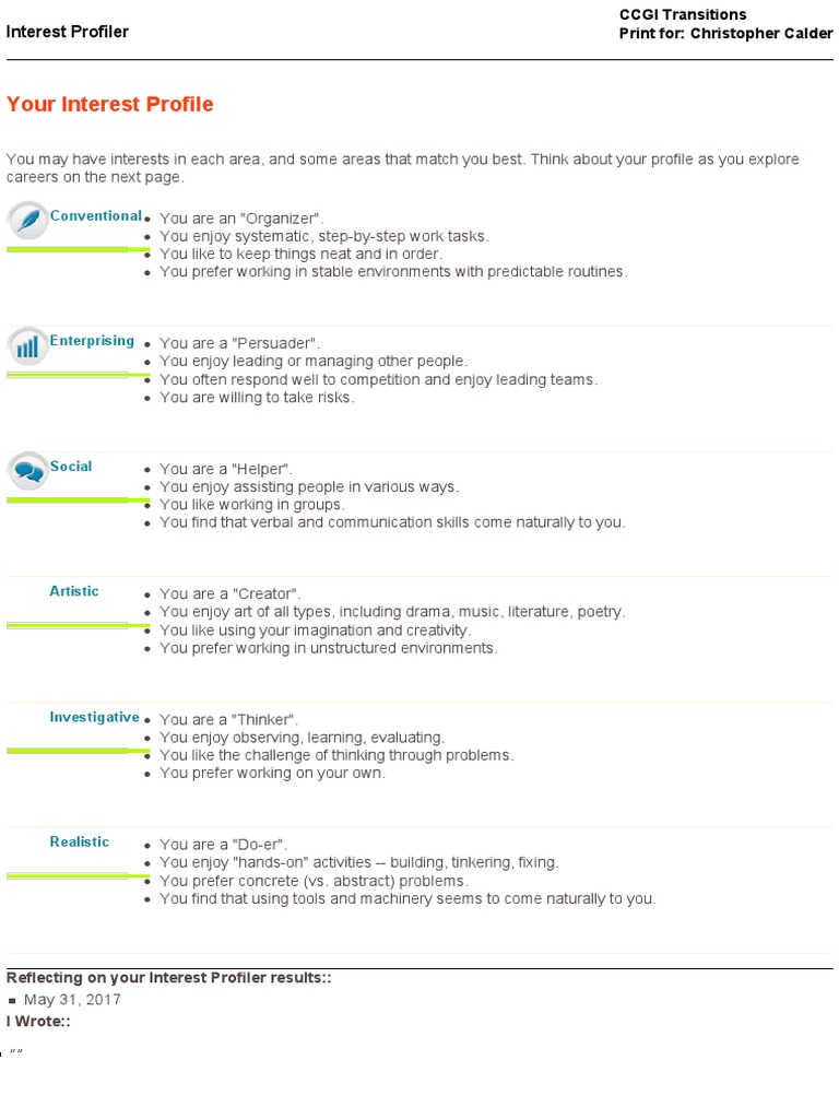 Interest Profiler | PDF | Self-Improvement