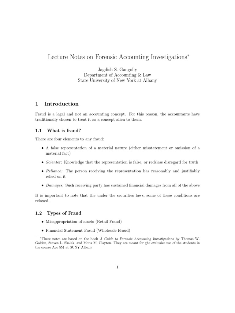 Forensic Accounting Investigations Notes | PDF | Financial Audit | Audit
