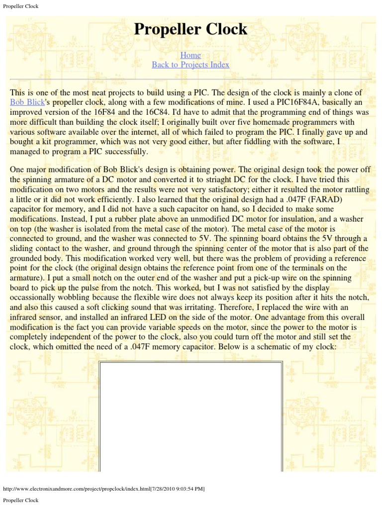 Propeller Clock: Home Back To Projects Index | PDF | Clock | Compact ...