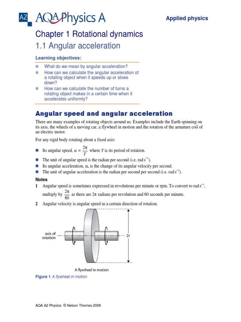 AQA A-Level Applied Physics Chapter 1 Rotational Dynamics | PDF ...