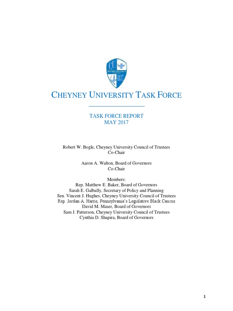 Cheyney University Task Force Report | PDF | University | Curriculum