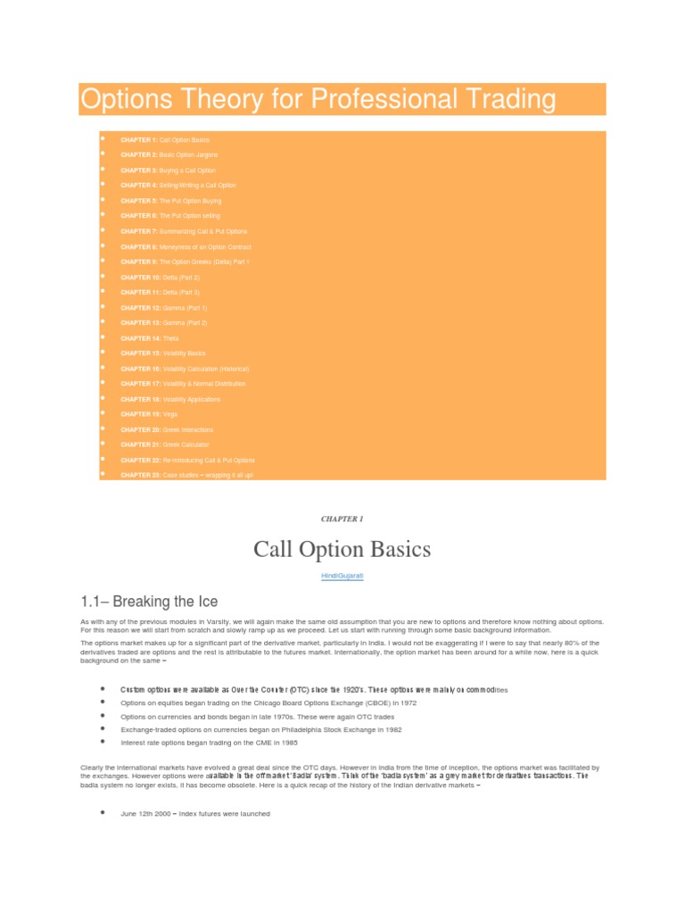 Options Theory For Professional Trading | PDF | Call Option | Option ...