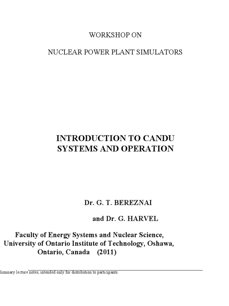 Introduction To CANDU Systems and Operation | PDF | Steam | Nuclear Reactor
