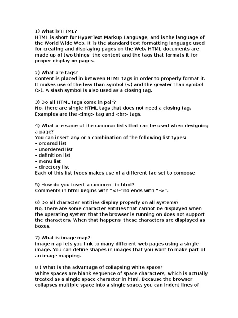 HTML Notes For Class 10 Cbse | PDF | Html Element | Html