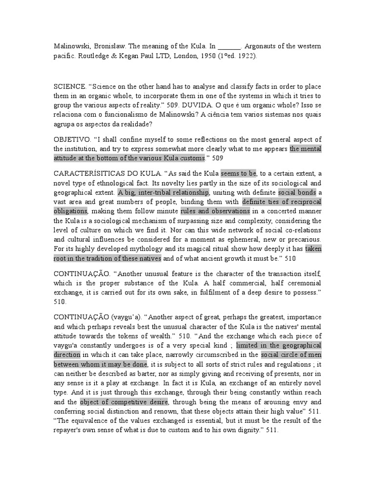 Malinowski, Bronislaw. The Meaning of The Kula. in - Argonauts of The Western Pacific. Routledge ...