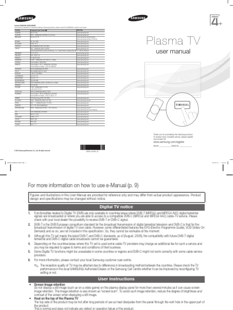 Samsung Ps43e450a1w Ps51e450a1w | PDF | Hdmi | Waste Management