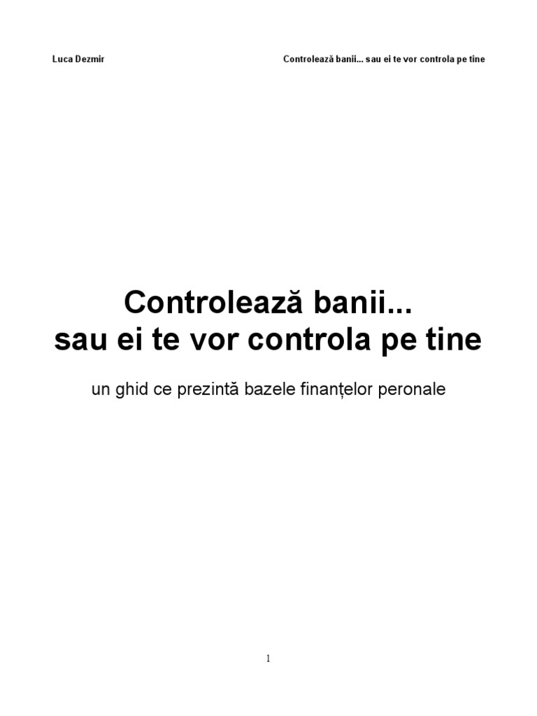 Controleaza Banii PDF | PDF