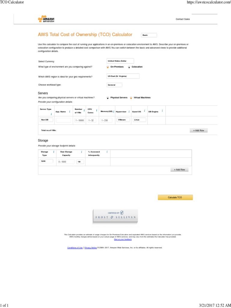 AWS Total Cost of Ownership (TCO) Calculator: Servers | PDF | Virtual ...