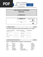 3.oszt - Nyelvtan - Főnevek Felmérő A | PDF