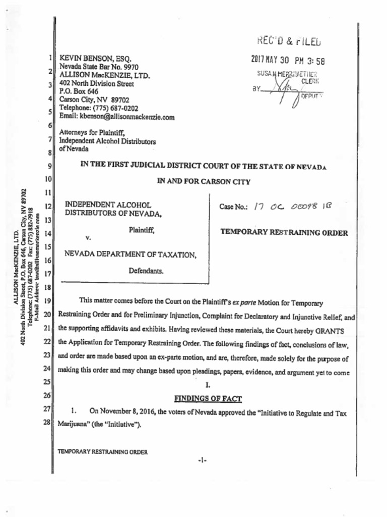 Temporary Restraining Order | PDF
