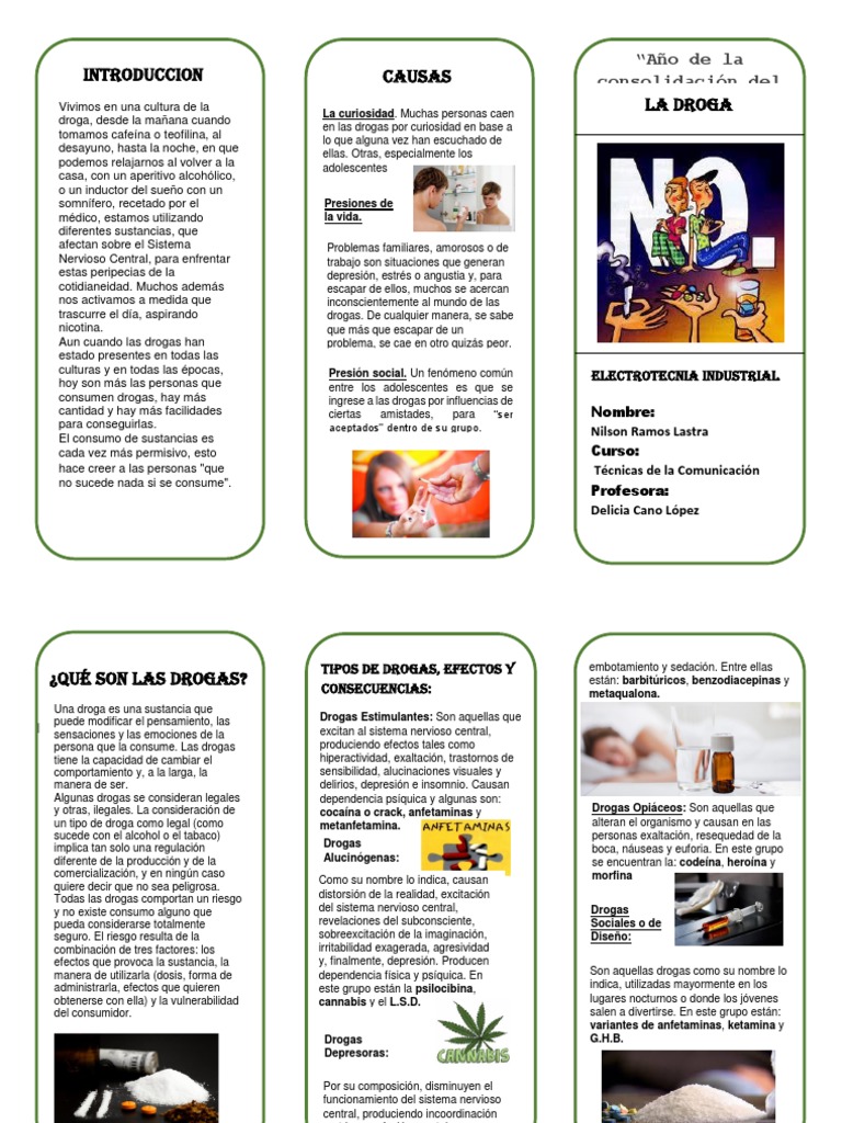 Triptico De Las Drogas Drogas Farmacología Prueba Gratuita De 30