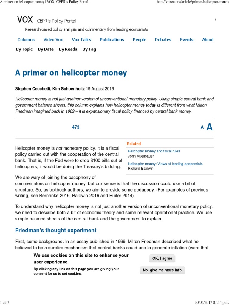 Understanding Helicopter Money Today | PDF | Central Banks | Interest Rates