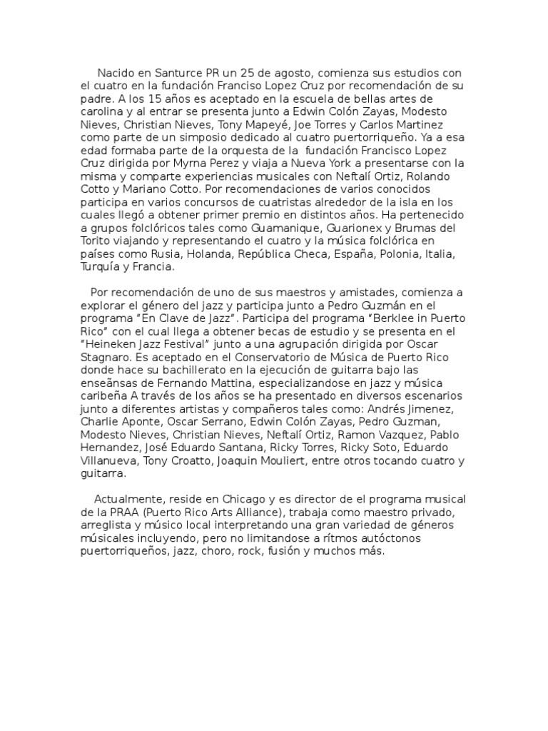 Biografía Jose Carrasquillo | PDF