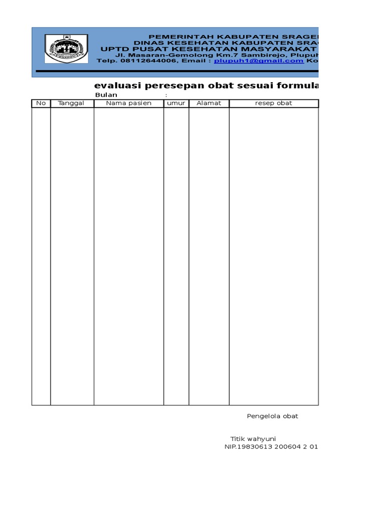 Format Evaluasi Peresepan Sesuai Formularium | PDF