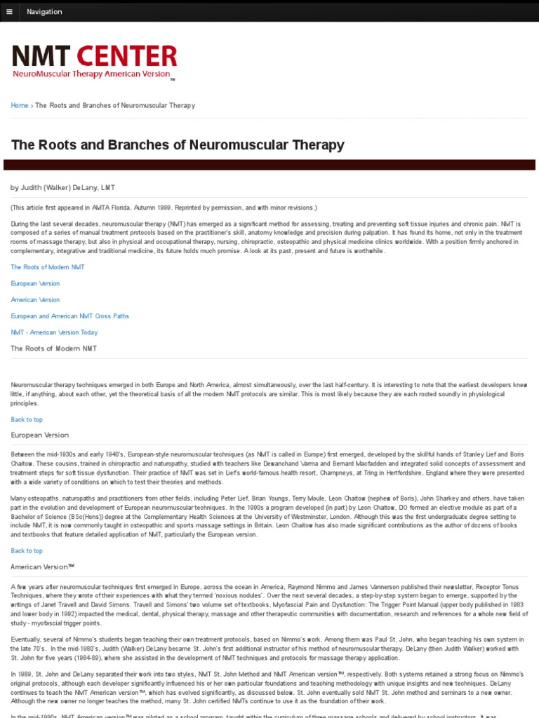 The Roots and Branches of Neuromuscular Therapy - NMT Center | PDF ...