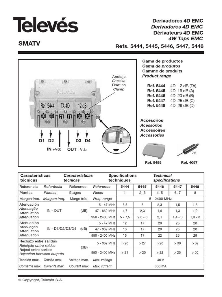 Derivador Televes 5444 - 45 - 46 - 47 - 48 PDF | PDF | Fenômenos ...