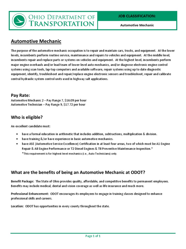 Automotive Mechanic: Pay Rate | PDF