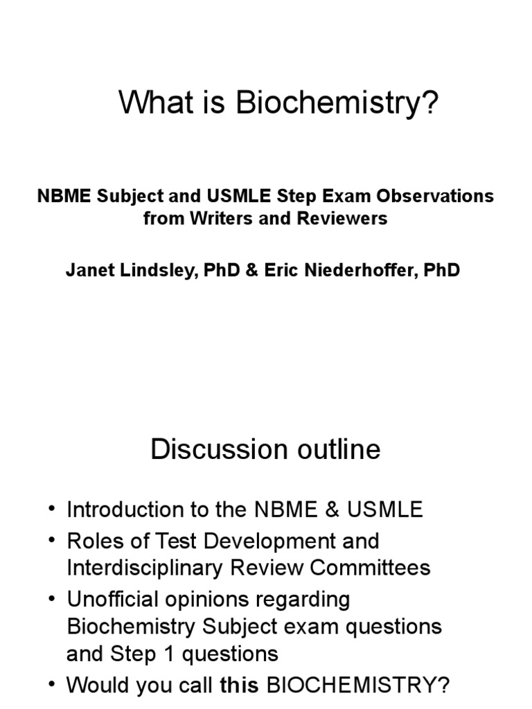What Is Biochemistry NBME USMLE ABCD | PDF | United States Medical ...