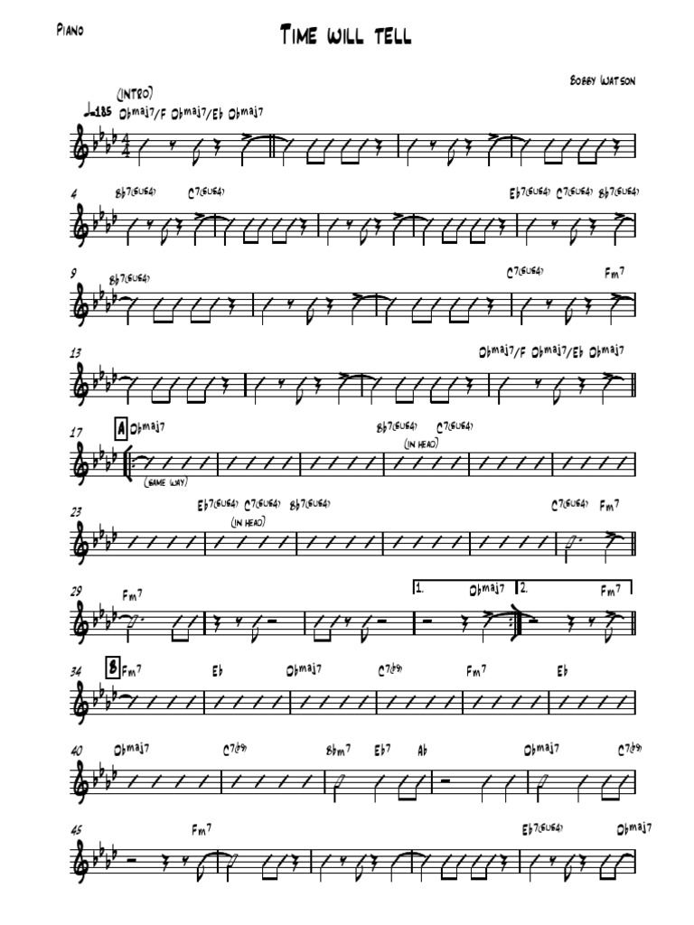 Time Will Tell Piano | PDF | Jazz | Popular Music
