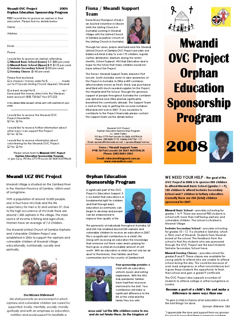 Mwandi Orphan Children Project Brochure | Behavior Modification | Free ...
